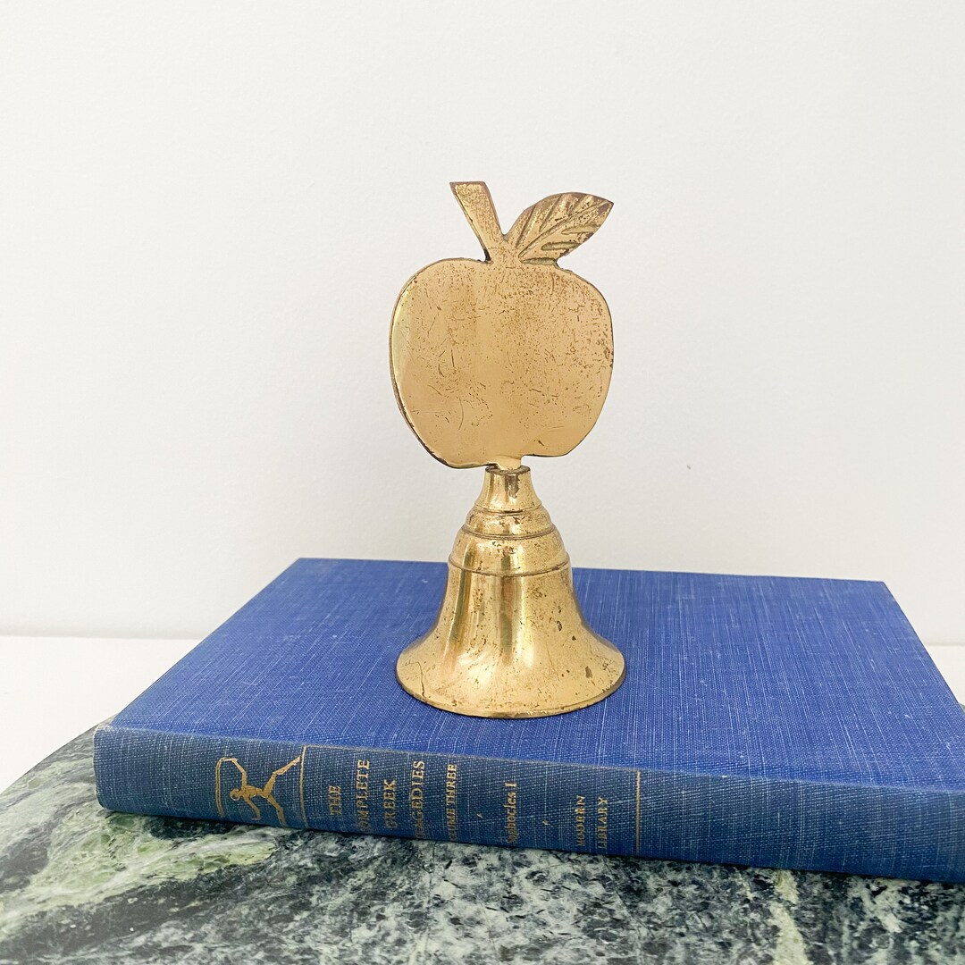 Vintage Brass Apple Bell, Vintage Apple Paperweight, Mid Century Brass ...