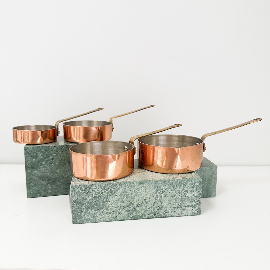 Vintage Copper and Brass Measuring Cups Set of 4, Antique Copper ...