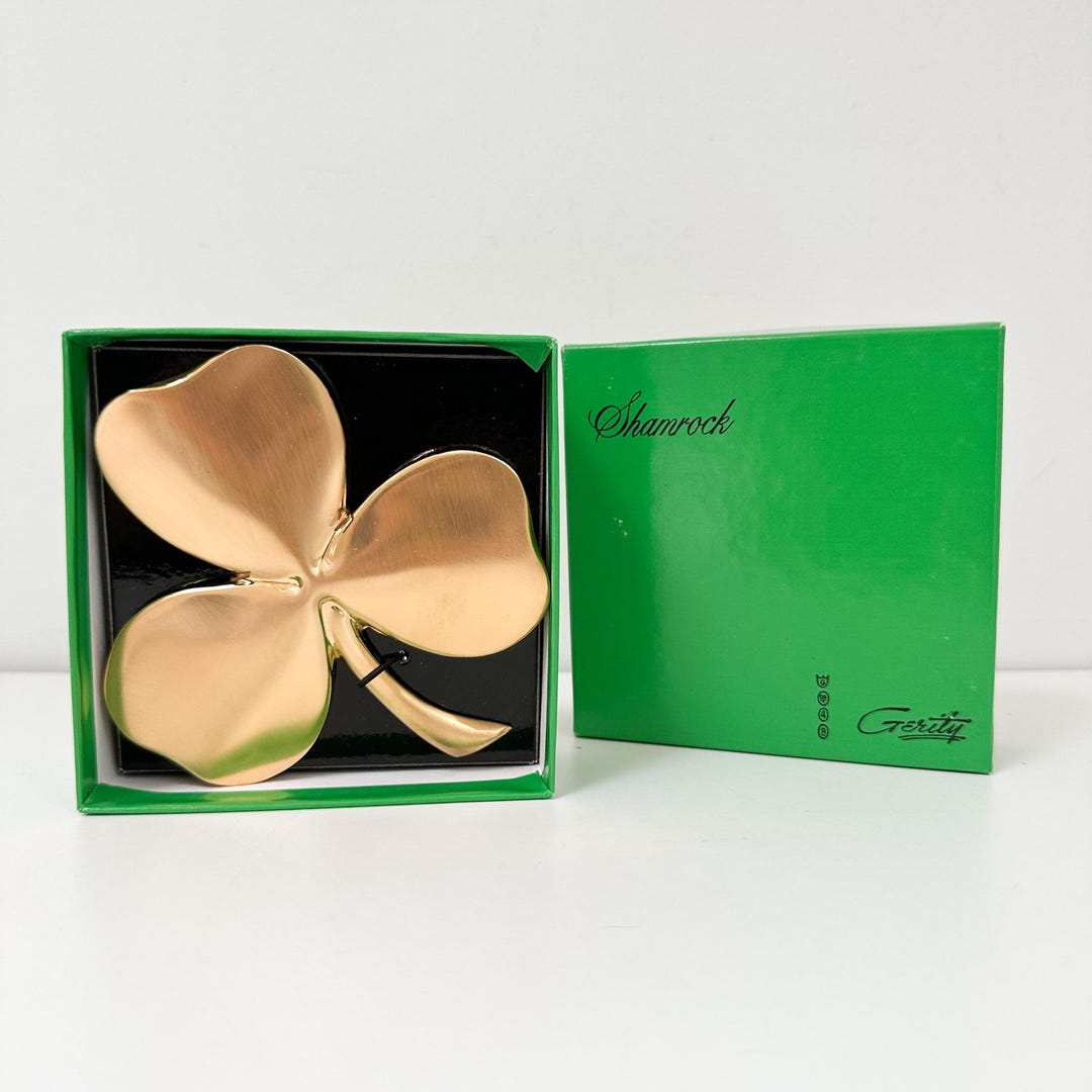 Vintage 24K Gold Shamrock Paperweight by Gerity Products, Shiny Gold ...