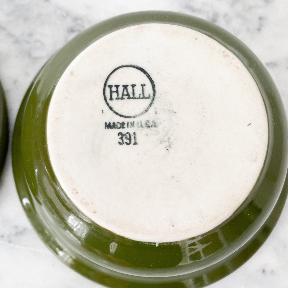 Olive Green Hall Pottery Bowls Set of 2. Vintage Hall Pottery - Etsy