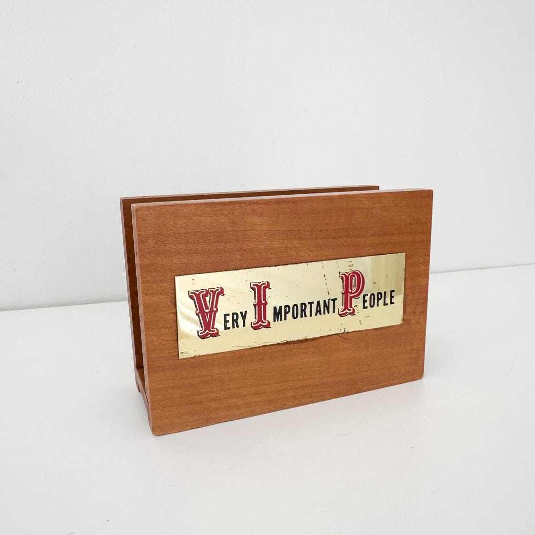Vintage Wood Mail Holder With VIP Plaque - Very Important People ...