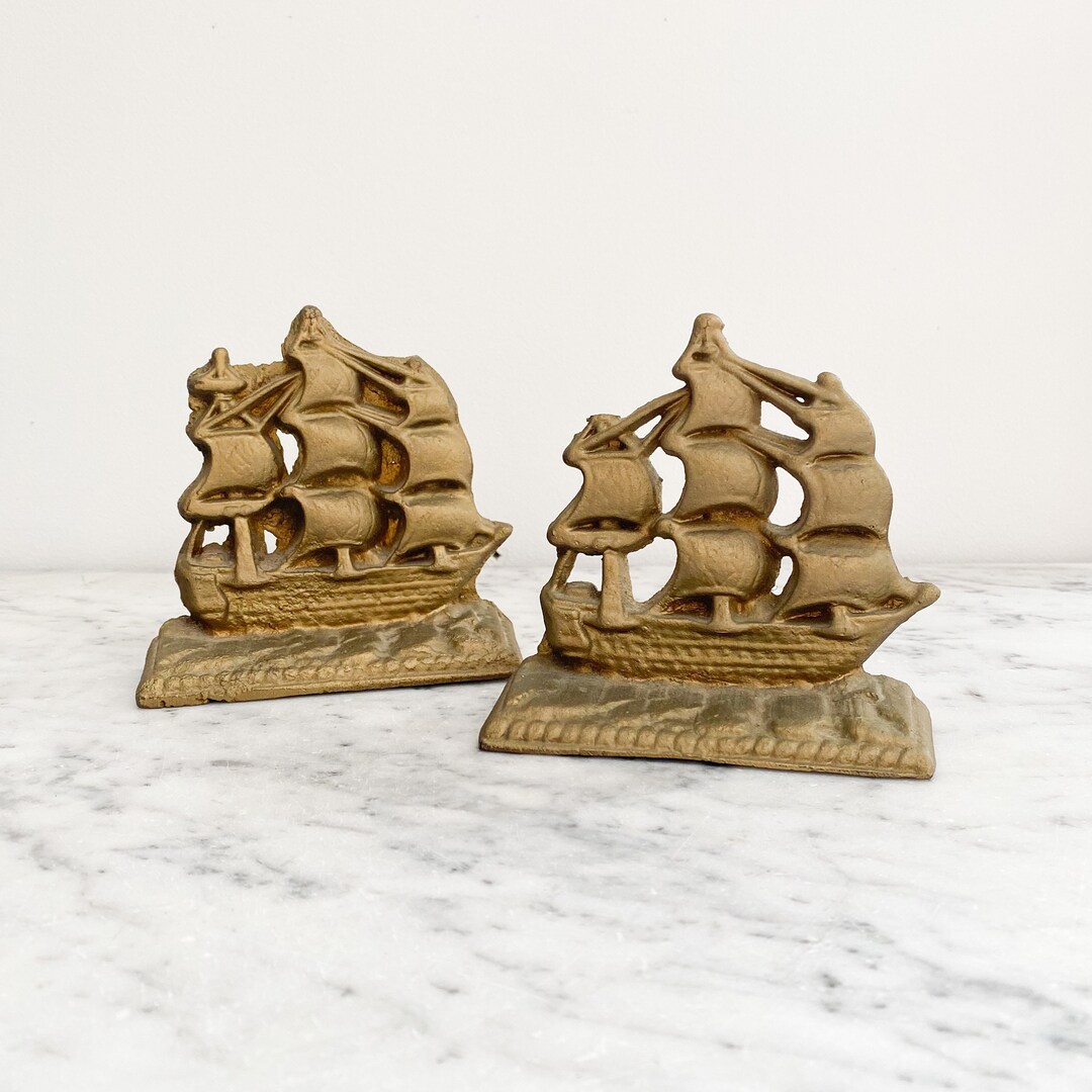 Cast Iron Clipper Ship Bookends. Vintage Sailboat Bookends. - Etsy