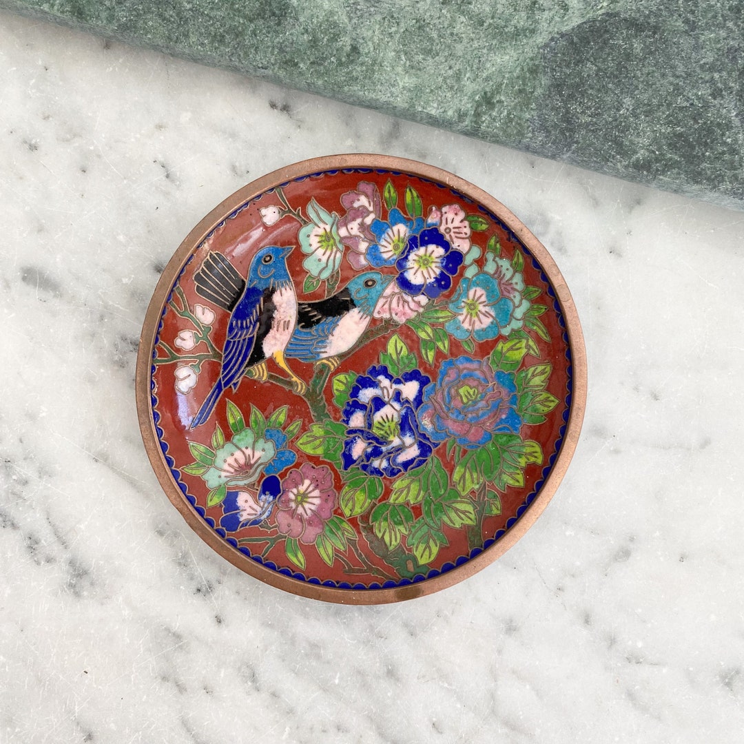 Vintage Chinese Cloisonne Trinket Dish. Chinese Brass and Enamel Dish ...
