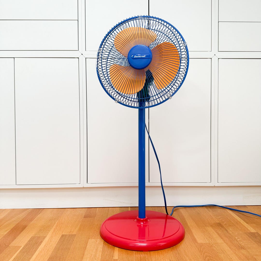 Vintage 1990s Duracraft 3 Speed Oscillating Floor Fan, Memphis Design ...