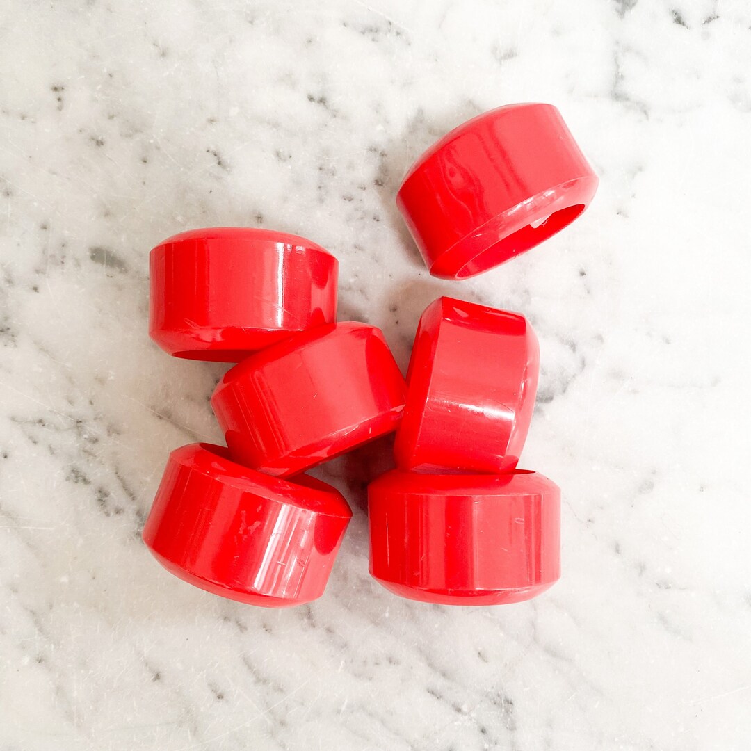 Red Plastic Napkin Rings Set of 6. Vintage Napkin Rings. 1980s Napkin ...