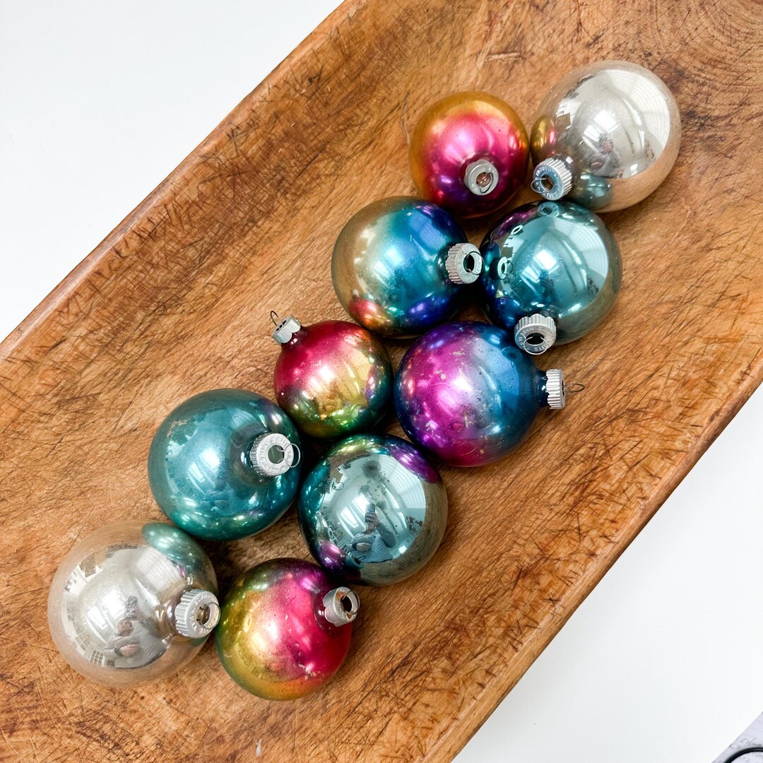 Set of 10 Vintage Shiny Brite Christmas Ornaments Various Sizes, Pink ...