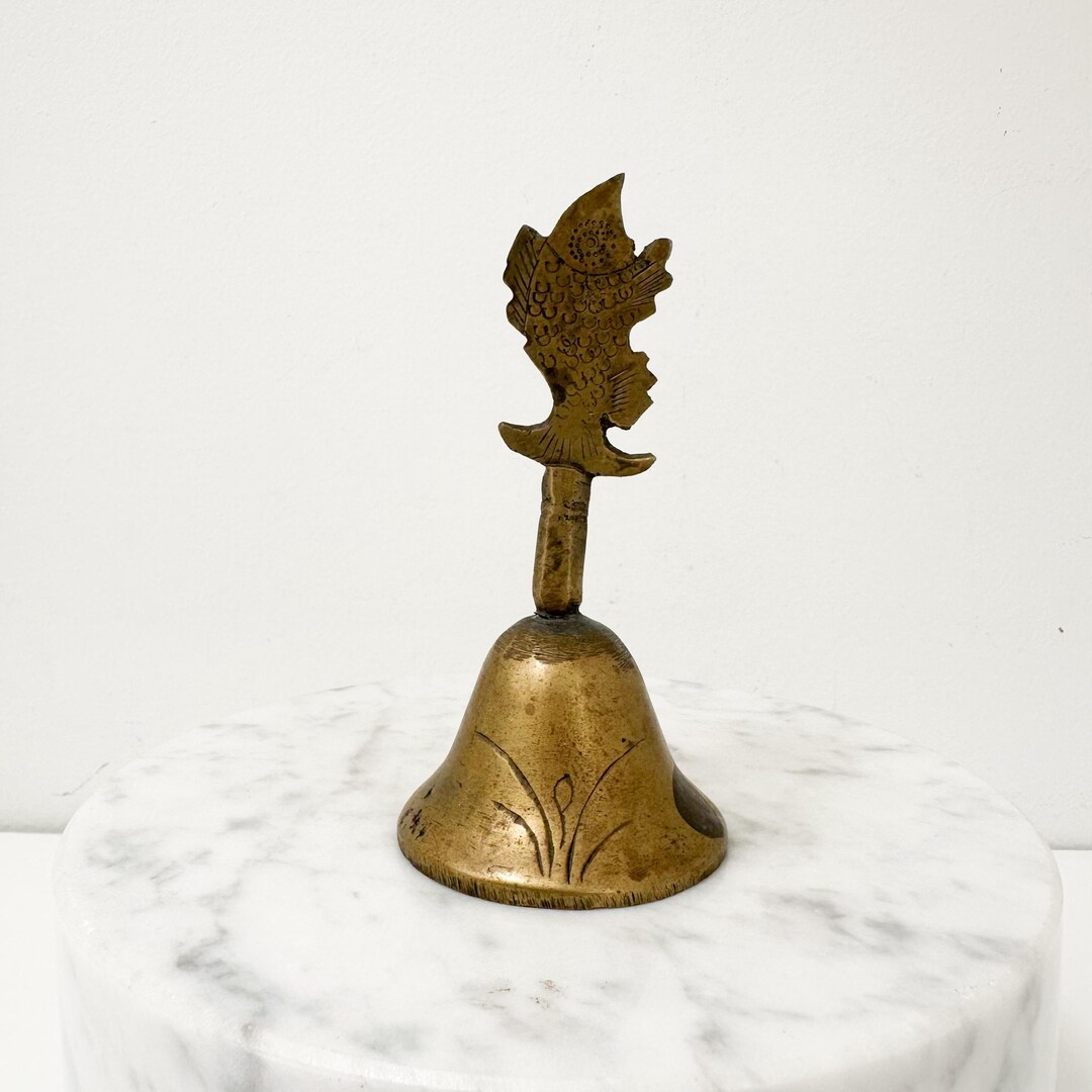 Vintage Brass Fish Bell, Antique Brass Koi Fish Bell, Asian Style Bell ...