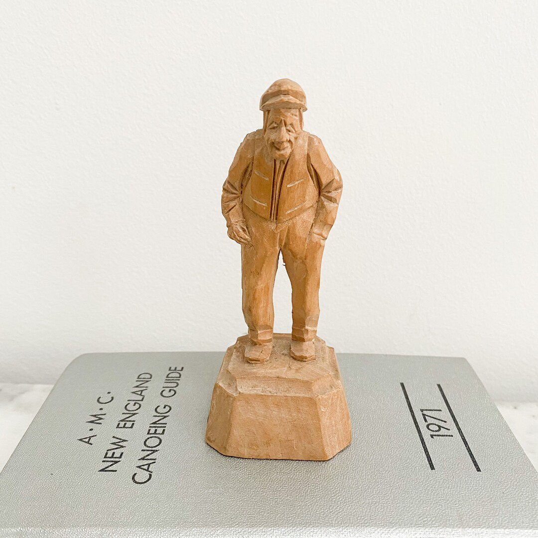 Hand Carved Wooden Old Salt Figurine Unpainted. Hand Carved Old Man ...