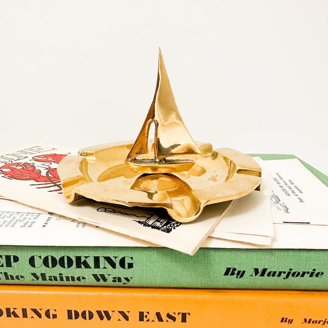 Vintage Brass Sailboat Ashtray, Vintage Brass Nautical Decor, Brass ...