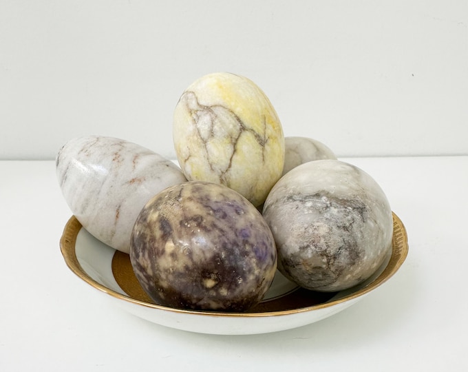 Vintage Hand Carved Stone Eggs, Choose a Set, Pink Decorative Eggs ...