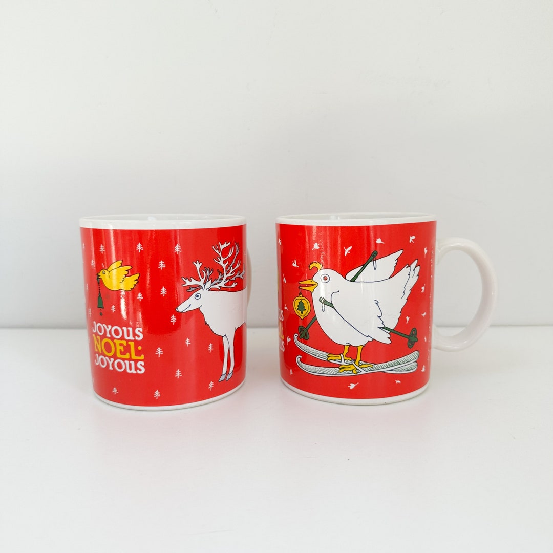 1981 Taylor & Ng Joyous Noel Mugs Set of 2, Vintage Christmas Mugs ...