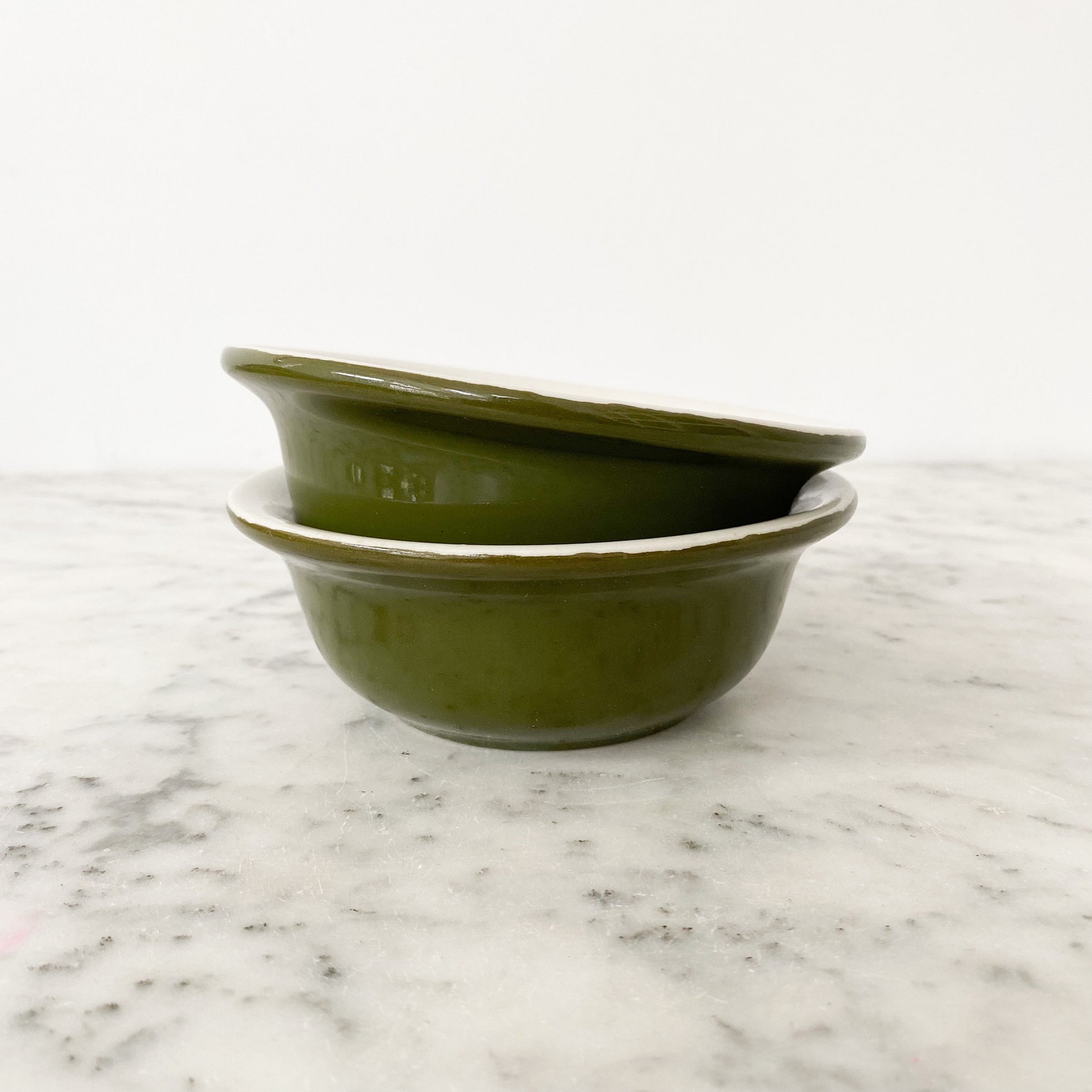 Olive Green Hall Pottery Bowls Set of 2. Vintage Hall Pottery - Etsy