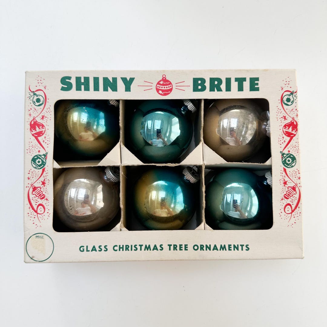 Vintage Shiny Brite Ombre Ornaments in Box, 2.5 Inch Vintage Blue and ...