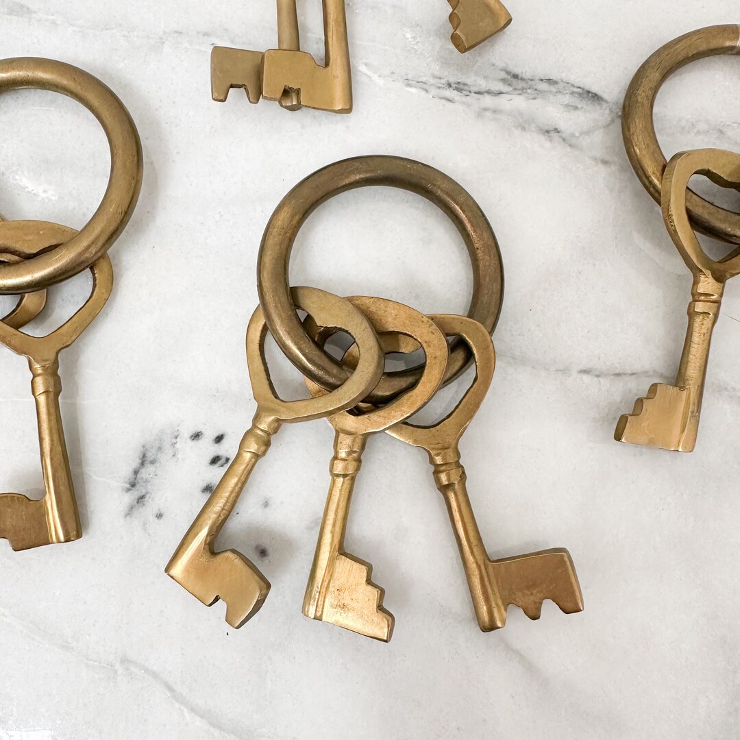 Vintage Brass Skeleton Keys on a Ring, Vintage Brass Keys Wall Decor ...