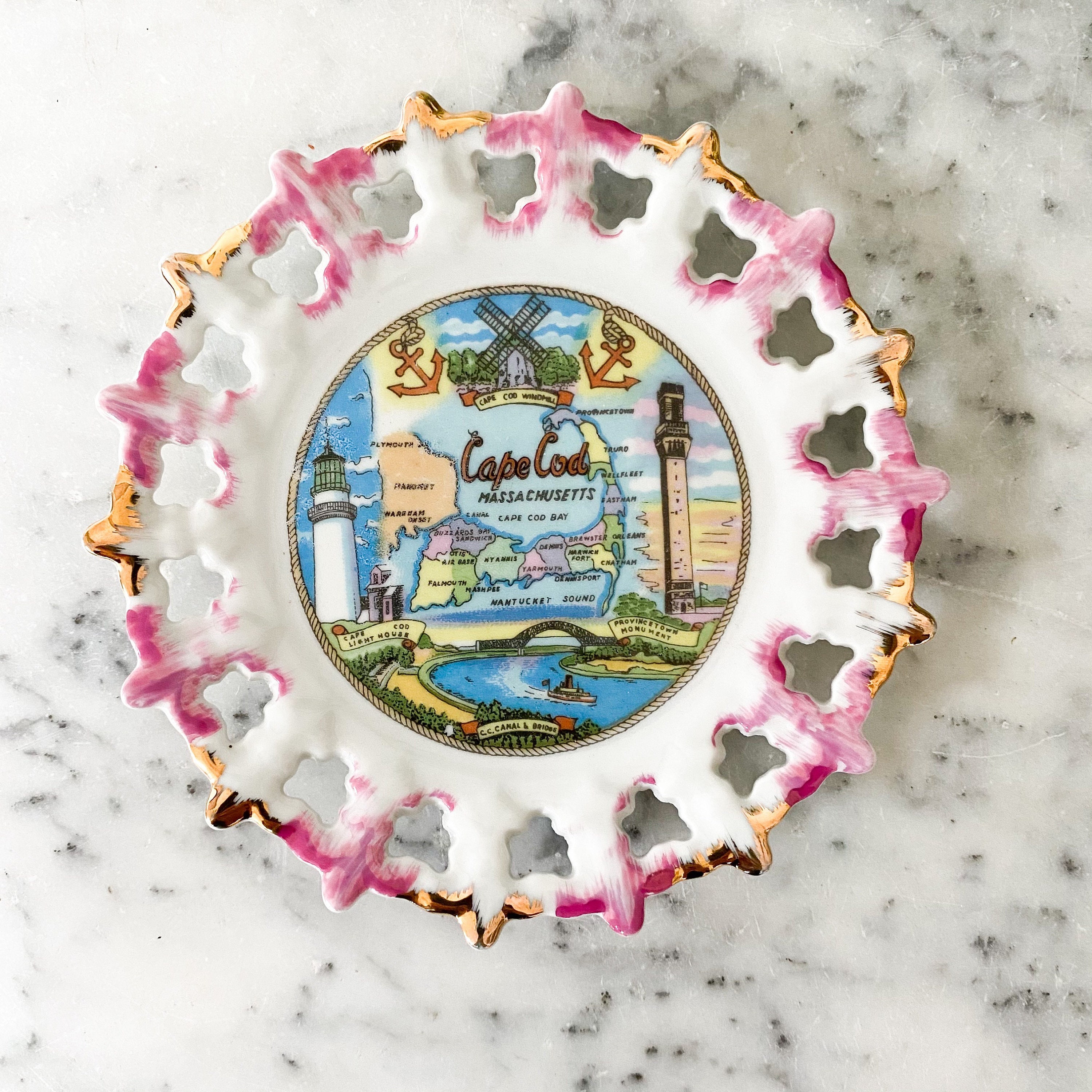 Vintage Cape Cod Souvenir Plate with Lace Trim. Mid Century | Etsy