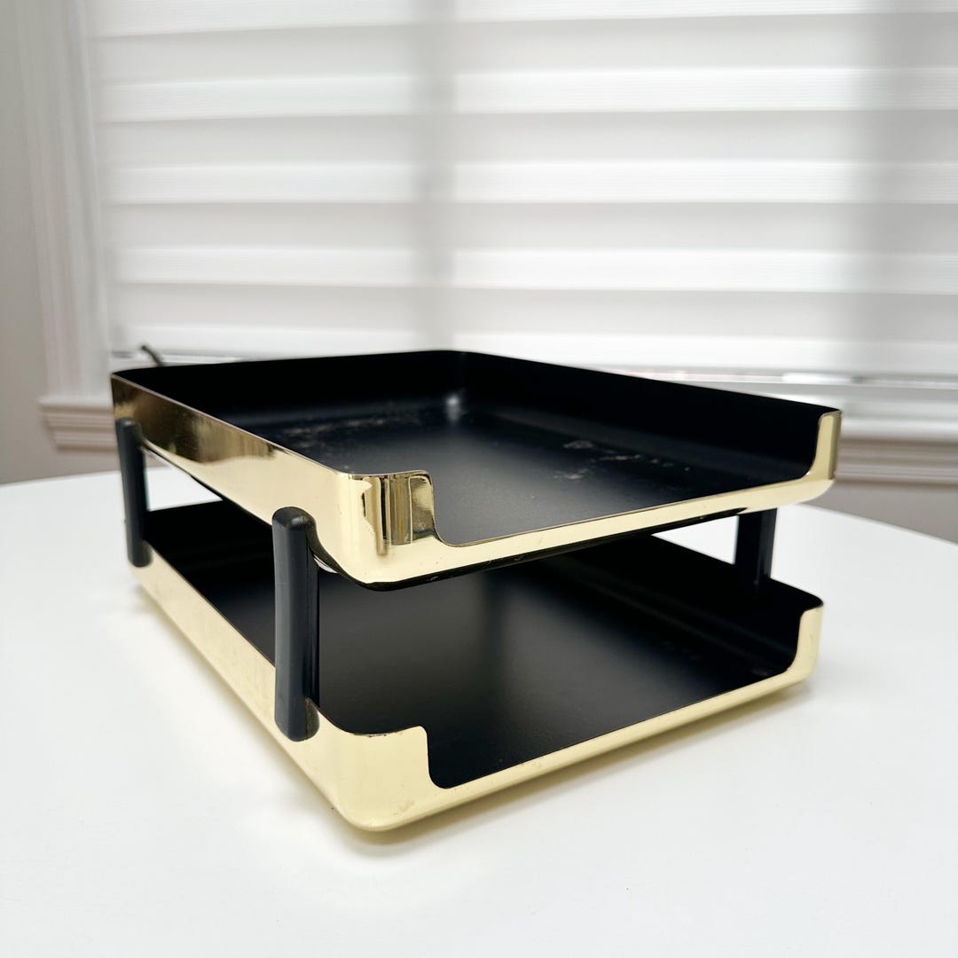 Vintage 1984 Eldon Emphasis 6000 Double Paper Tray Black and Gold, Mid ...