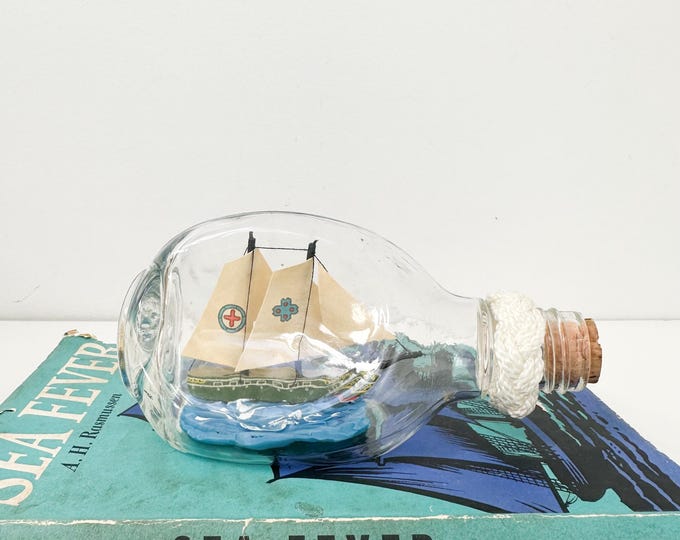 Vintage Ship in a Bottle by Penco 1980s, Vintage Model Ship in a Bottle ...