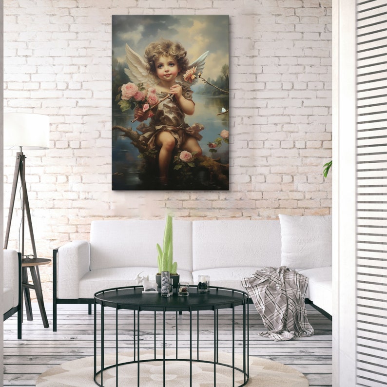 Vintage Feminine Cherub Art Canvas Acrylic Prints and Poster Cherub ...