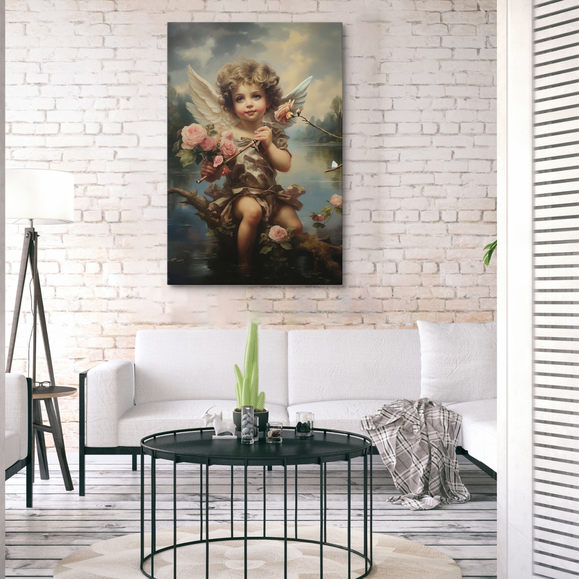 Vintage Feminine Cherub Art Canvas Acrylic Prints and Poster Cherub ...