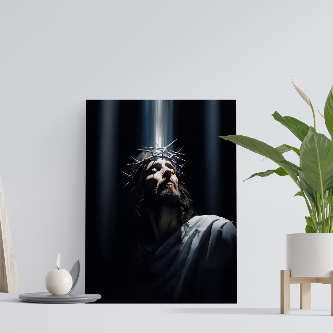 Divine Resonance: Close-up Jesus With Crown of Thorns Wall Art ...