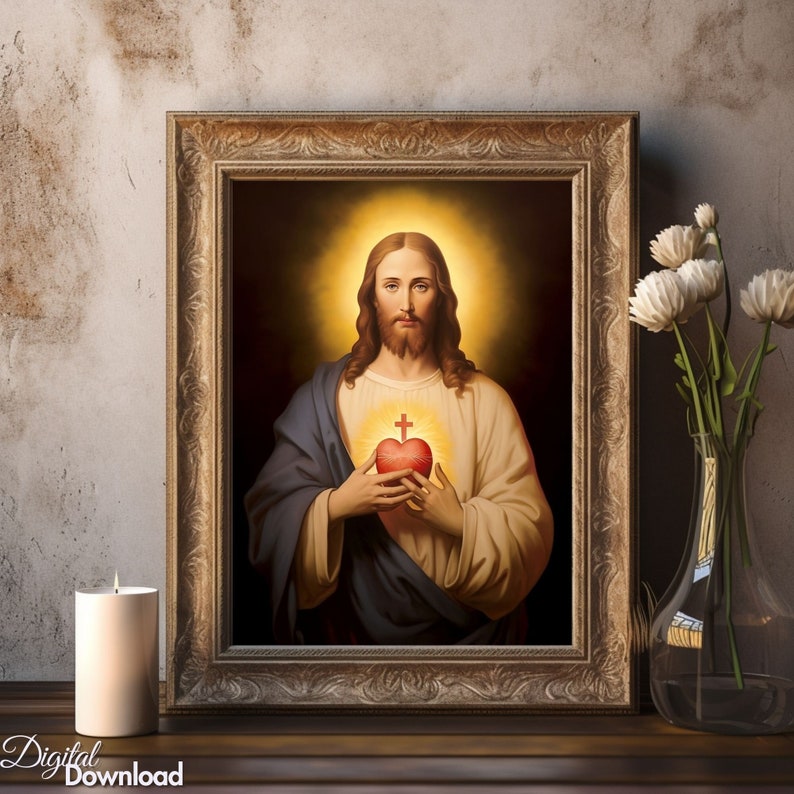 Jesus Sacred Heart Digital Art Divine Mercy Religious Christian Art ...