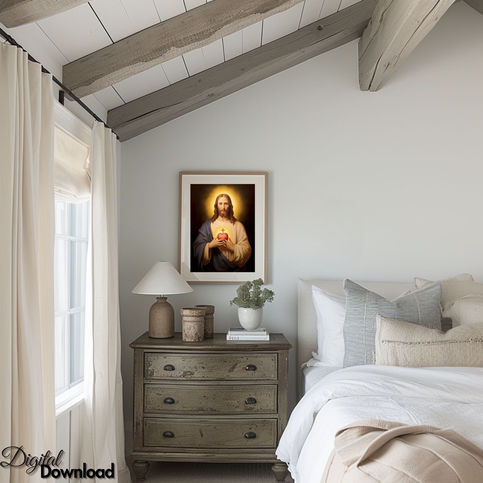 Jesus Sacred Heart Digital Art Divine Mercy Religious Christian Art ...