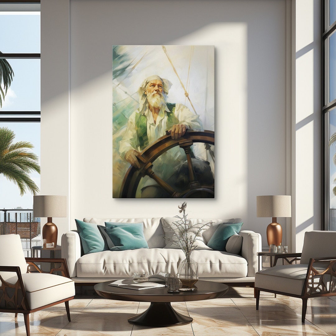 Nautical Art Coastal Oasis Sail Away With Captain Canvas Sailboat Print Vintage Nautical Sign ...