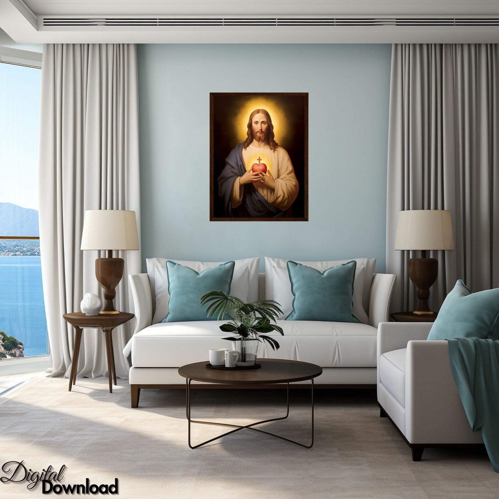 Jesus Sacred Heart Digital Art Divine Mercy Religious Christian Art ...