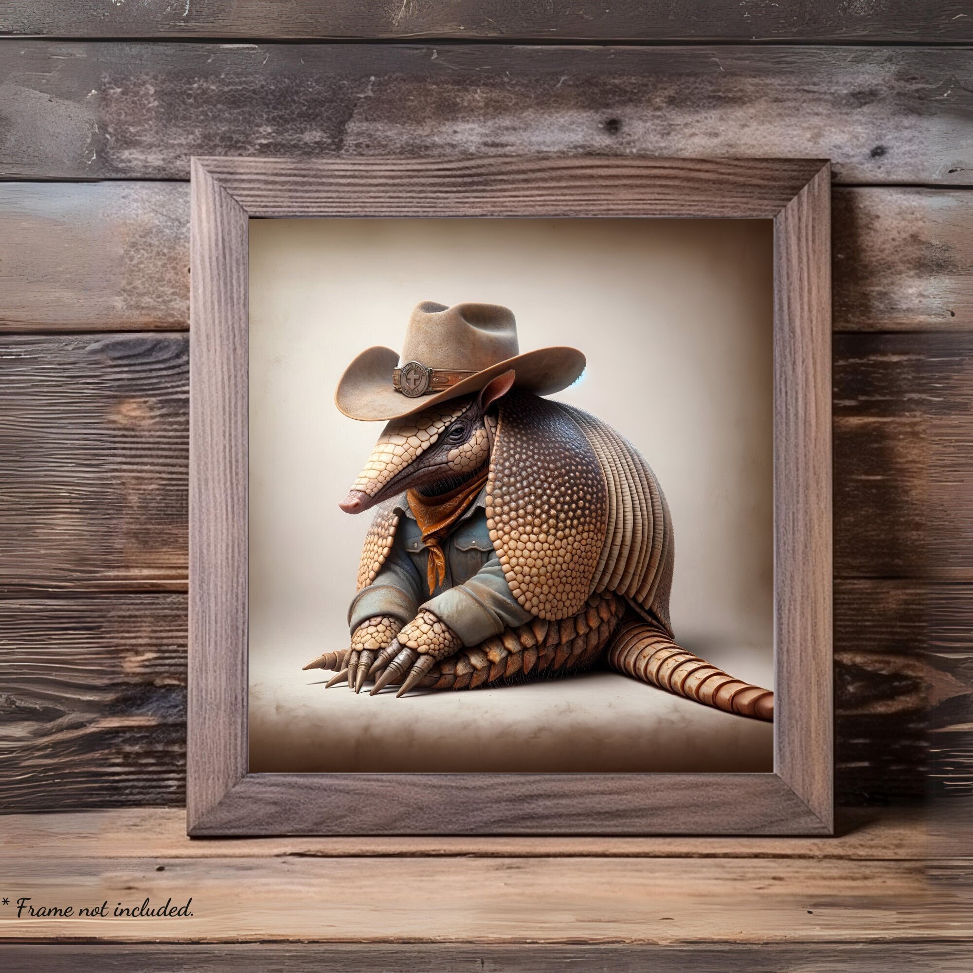 Wild West Armadillo Canvas Art Quirky Desert Animal Print Texan Outlaw Poster Western Armored ...