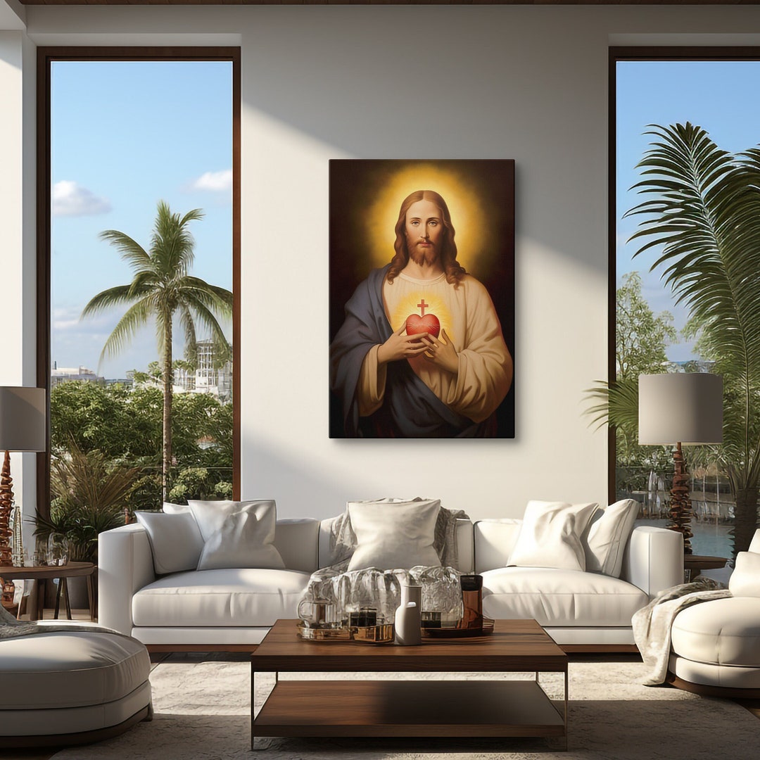 Radiant Sacred Heart Canvas Acrylic Prints Poster. Sacred - Etsy
