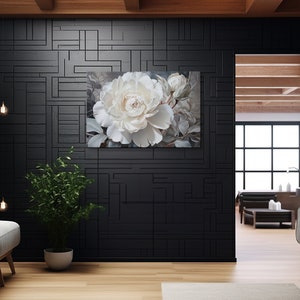 White Rose Bloom Canvas Acrylic Prints Botanical Poster Exotic Flowers ...