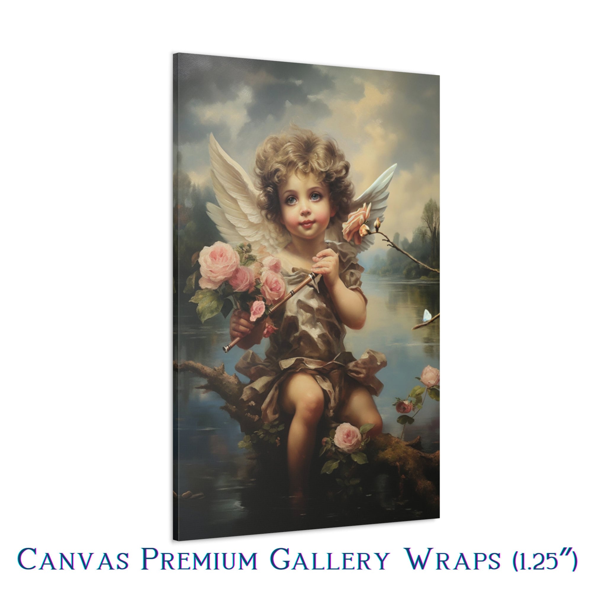 Vintage Feminine Cherub Art Canvas Acrylic Prints and Poster Cherub ...