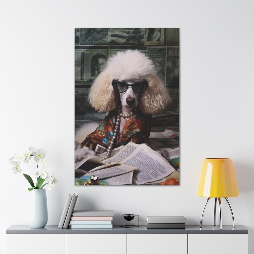 Poodle Dog Animal Canvas Print Vintage Office Decor Retro Office Decor ...