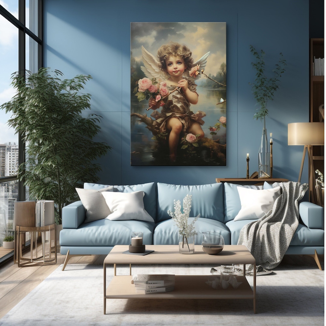 Vintage Feminine Cherub Art Canvas Acrylic Prints and Poster Cherub ...