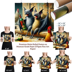 Whimsical Bats Art, Playful Animal Canvas, Humor in Nature Print ...