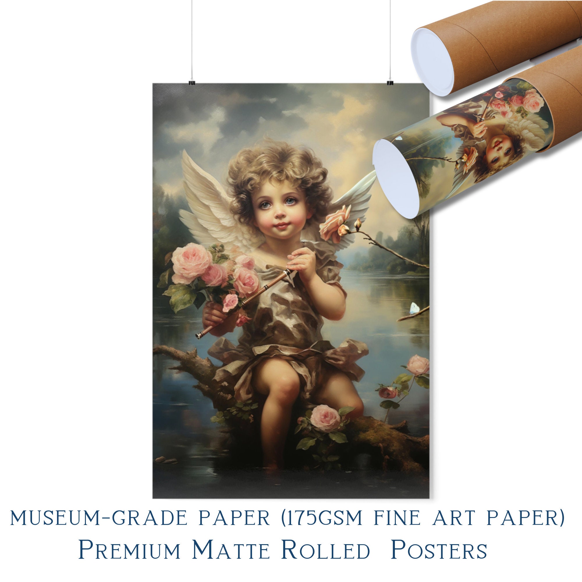 Vintage Feminine Cherub Art Canvas Acrylic Prints and Poster Cherub ...