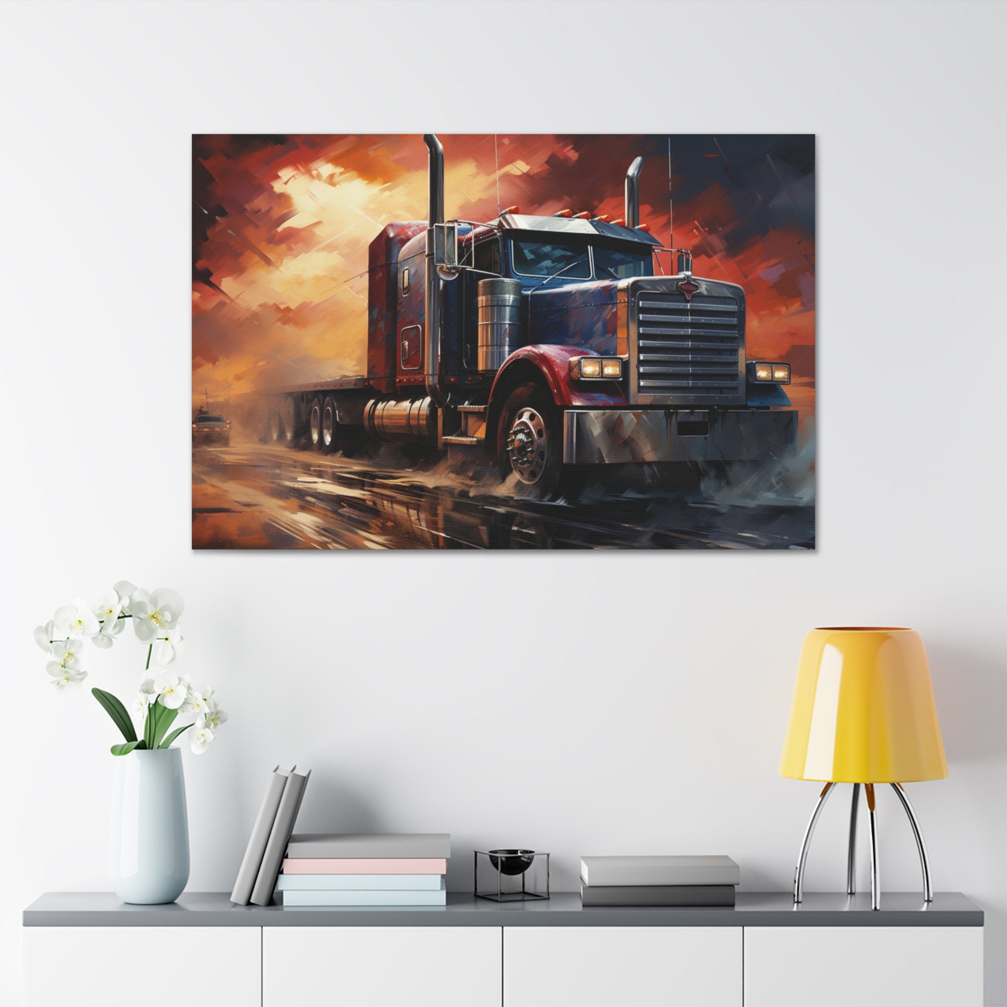 Dynamic Cargo Truck Art, Realistic Painting, Canvas and Poster, Free ...