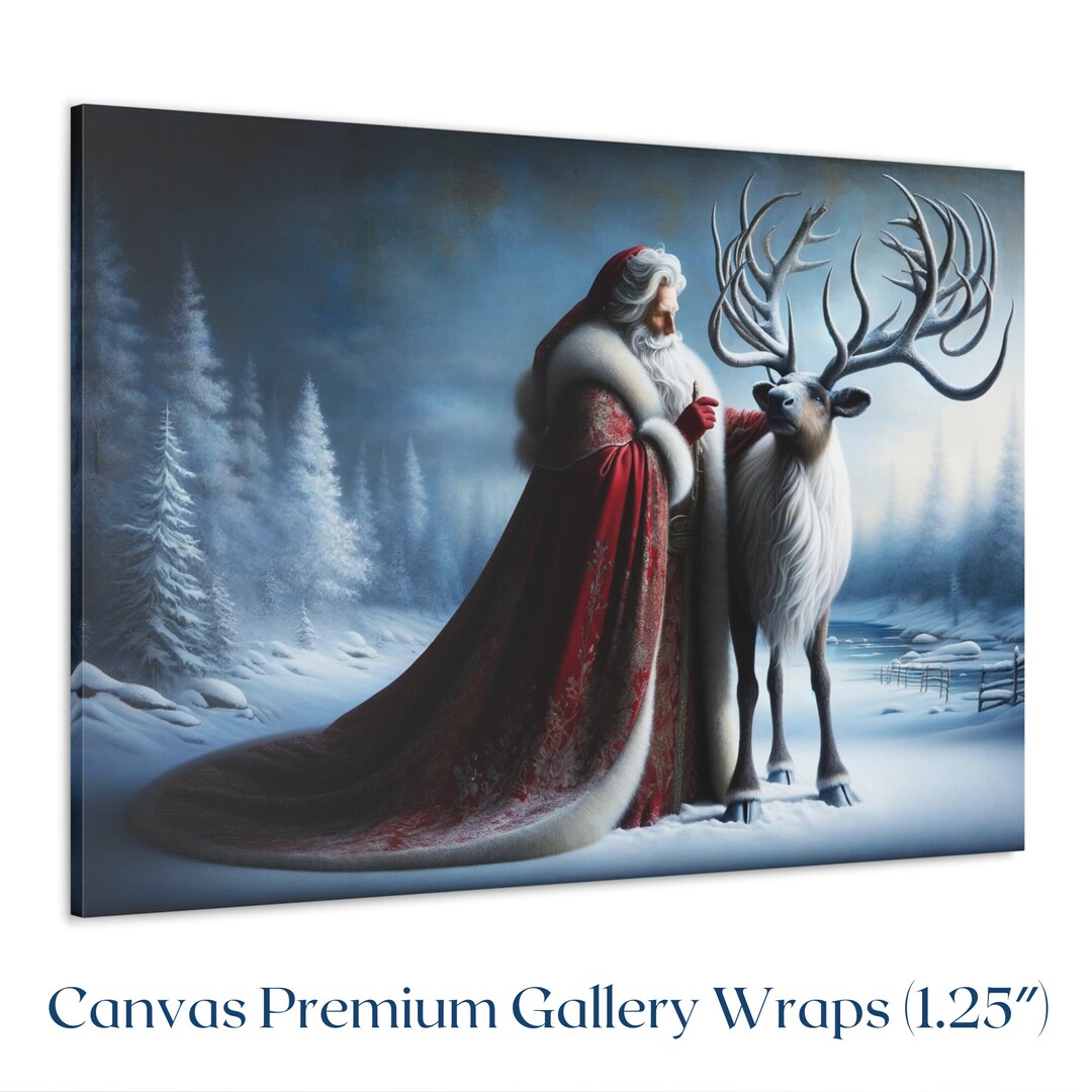 Santa and Rudolph Canvas and Rolled Poster Art Holiday - Etsy