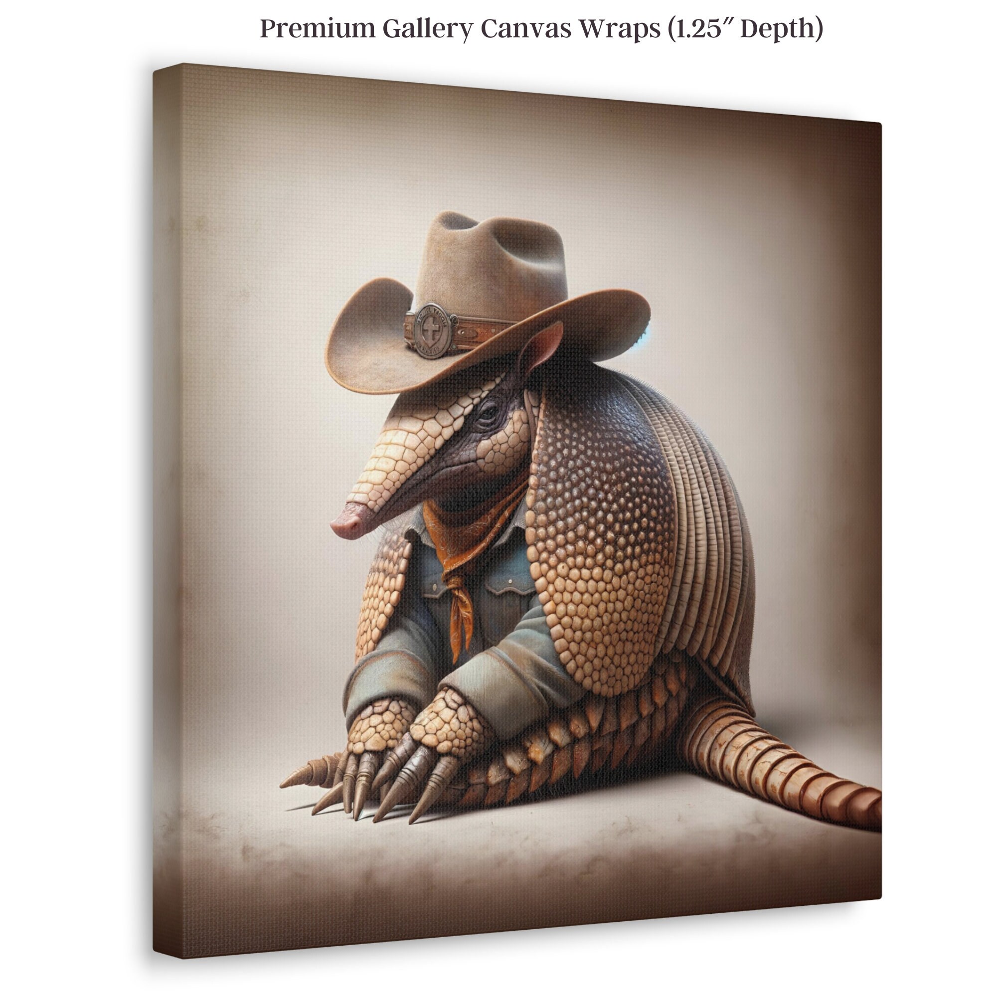 Wild West Armadillo Canvas Art Quirky Desert Animal Print Texan Outlaw Poster Western Armored ...