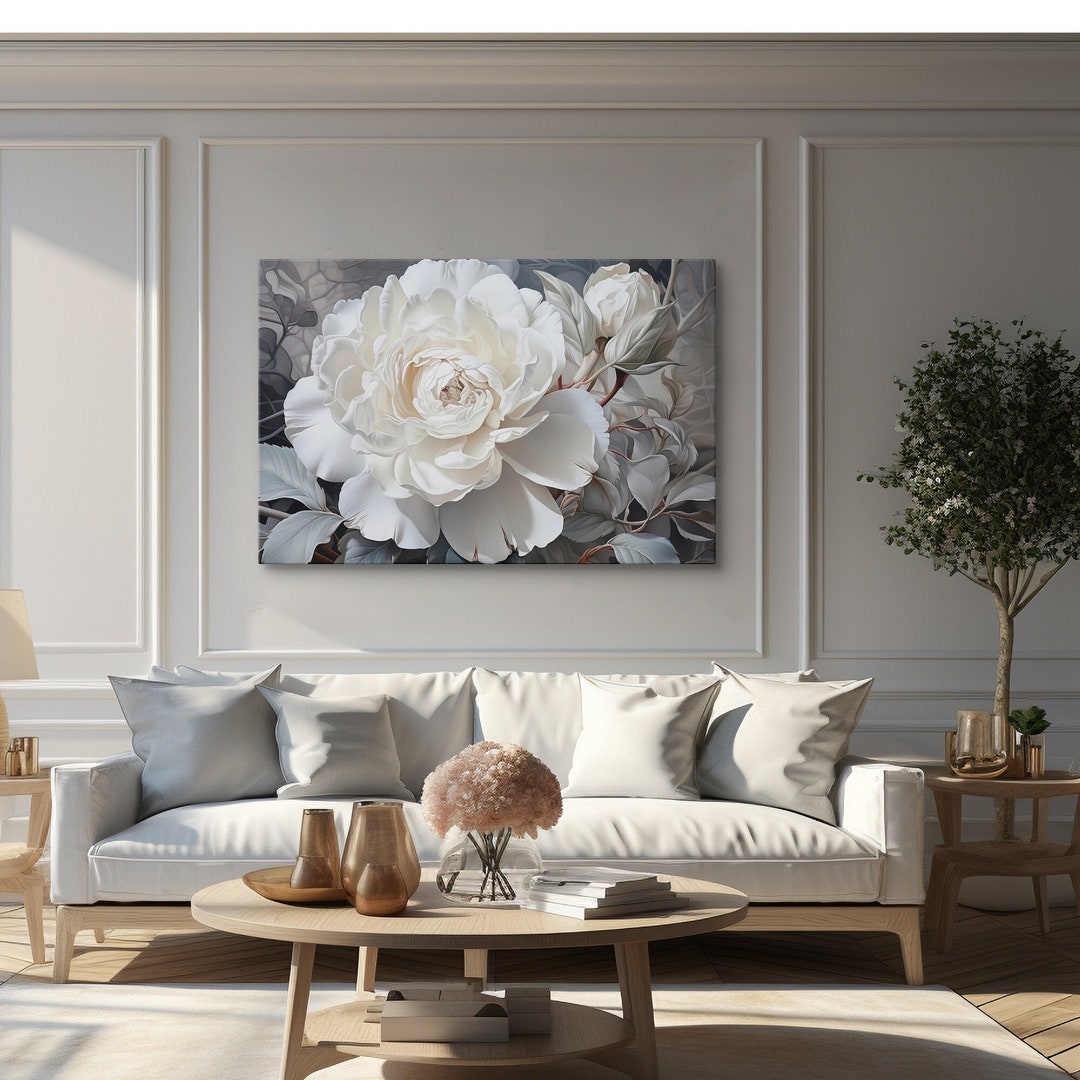 Elegance in Bloom White Rose Canvas Acrylic Prints and - Etsy