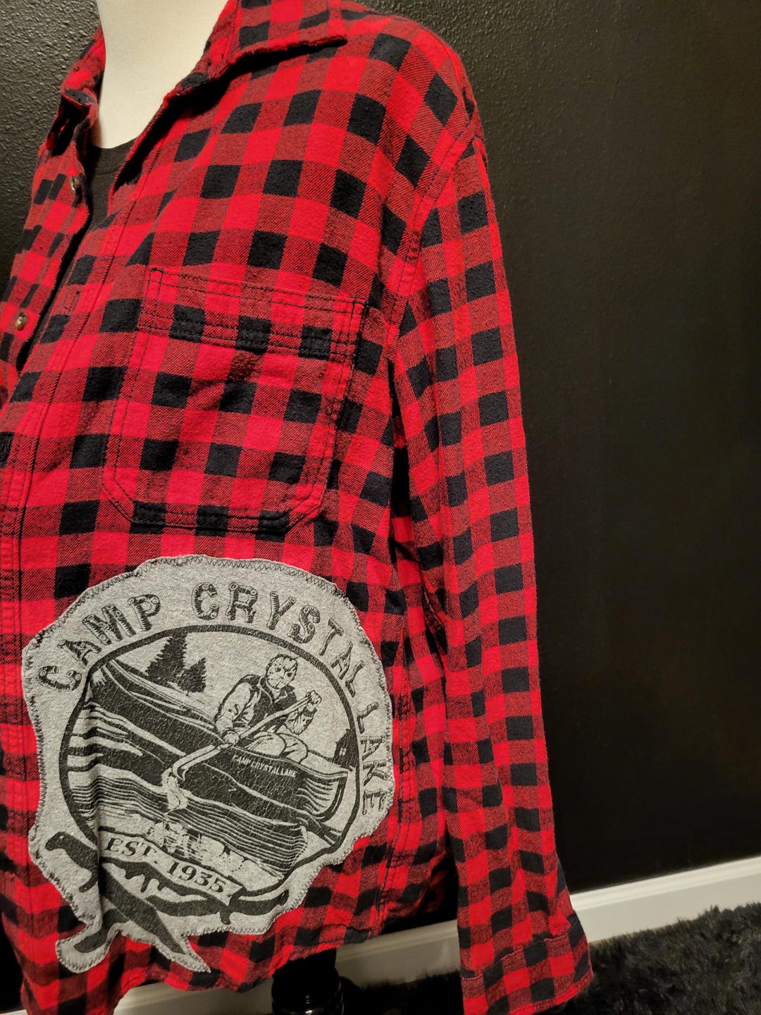 Upcycled Camp Crystal Lake Flannel Shirt, Jason Voorhees Horror, Medium ...
