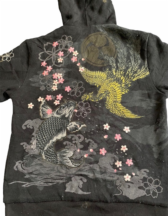 Vintage Hoodie Sukajan Design Japan Brand Koi Fish Ph… - Gem
