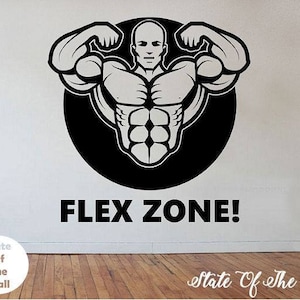 Fitness Gym Wall Decal FLEX ZONE Sticker Art Decor Bedroom Design Mural ...