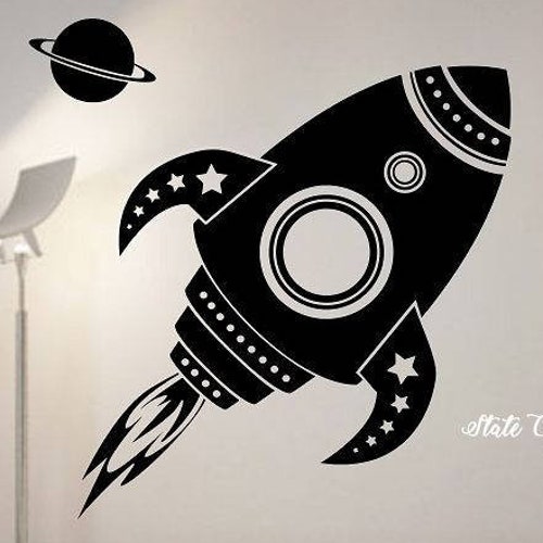 Rocketship or Spaceship Wall Decal - Etsy