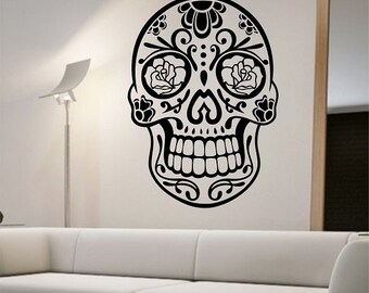 Day of the Dead Wall Decal ROSES GIRL Vinyl Sticker Art Decor | Etsy