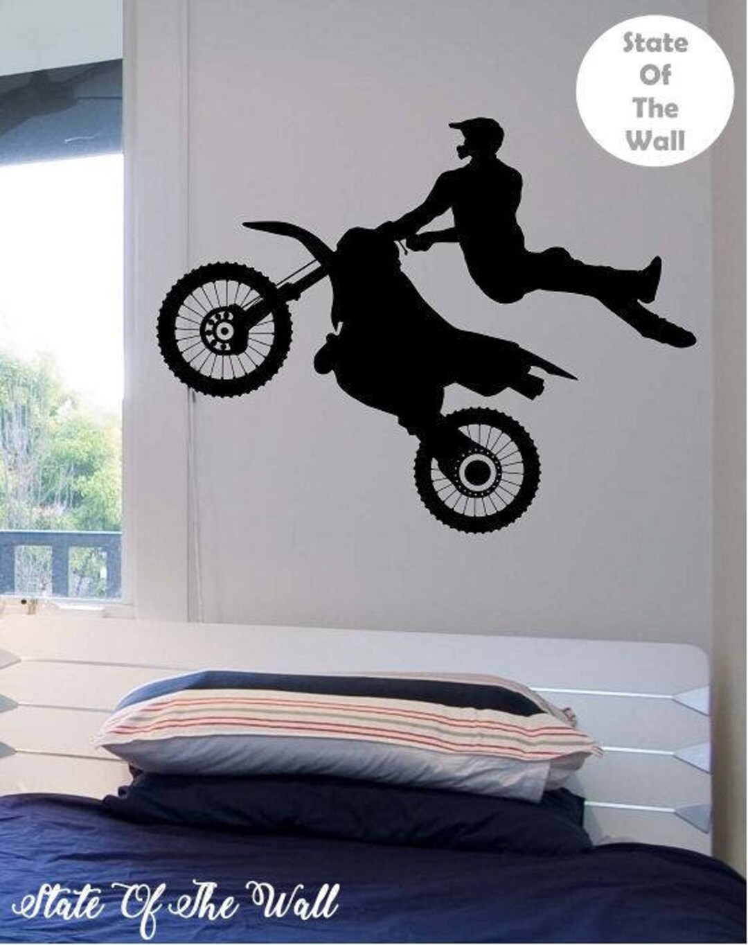 Dirt Bike Biker Mid Air Trick Vinyl Wall Decal Sticker Art Decor ...