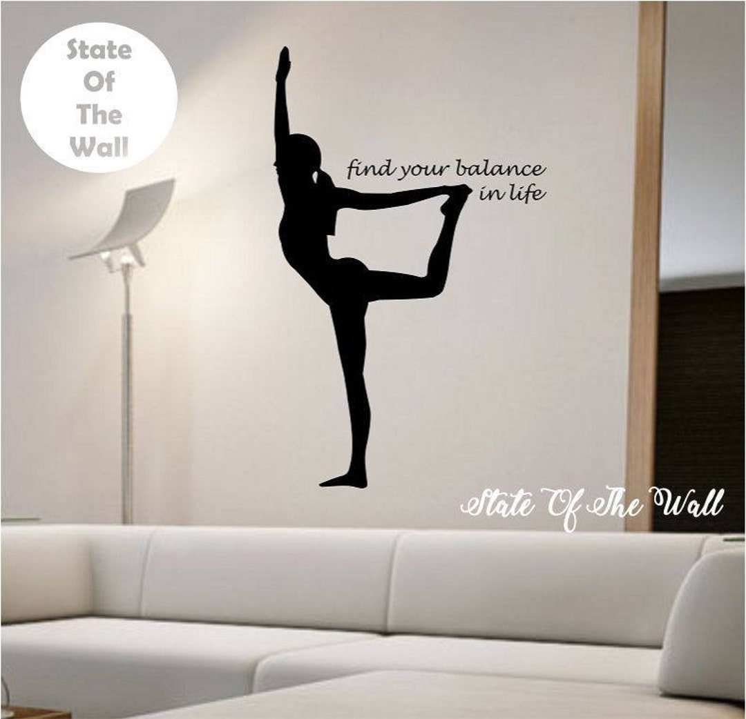 Yoga Wall Decal BALANCE Sticker Art Decor Bedroom Design Mural Interior ...