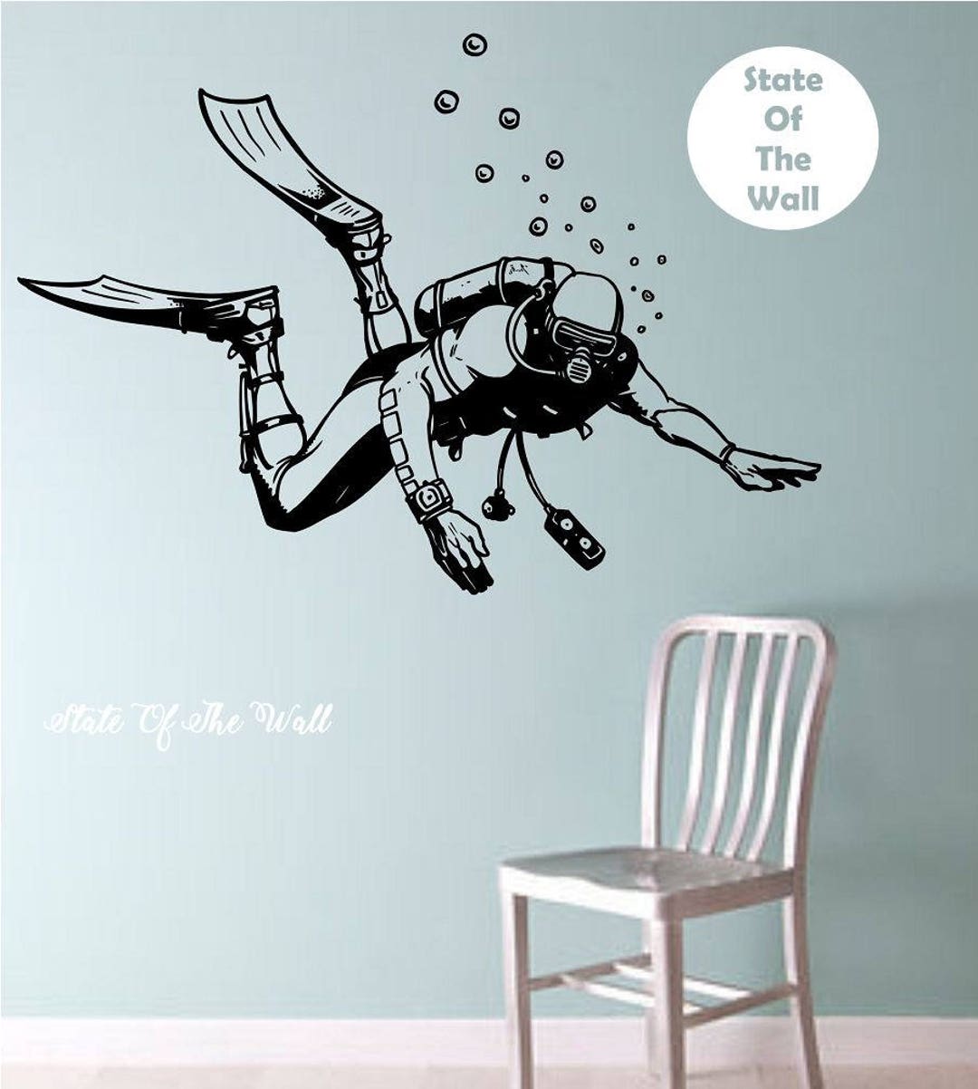 Scuba Diver Vinyl Wall Decal Sticker Art Decor Bedroom Design Mural - Etsy