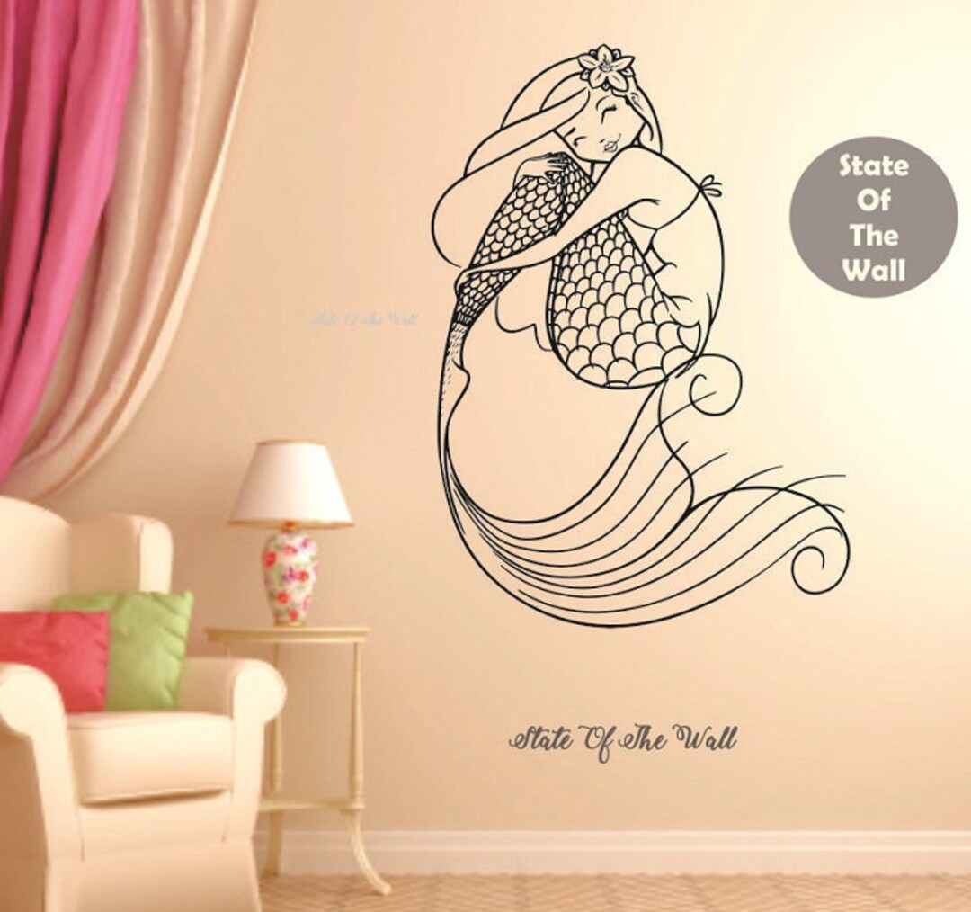 Mermaid Wall Decal: Beach Ocean Bedroom Decor - Etsy
