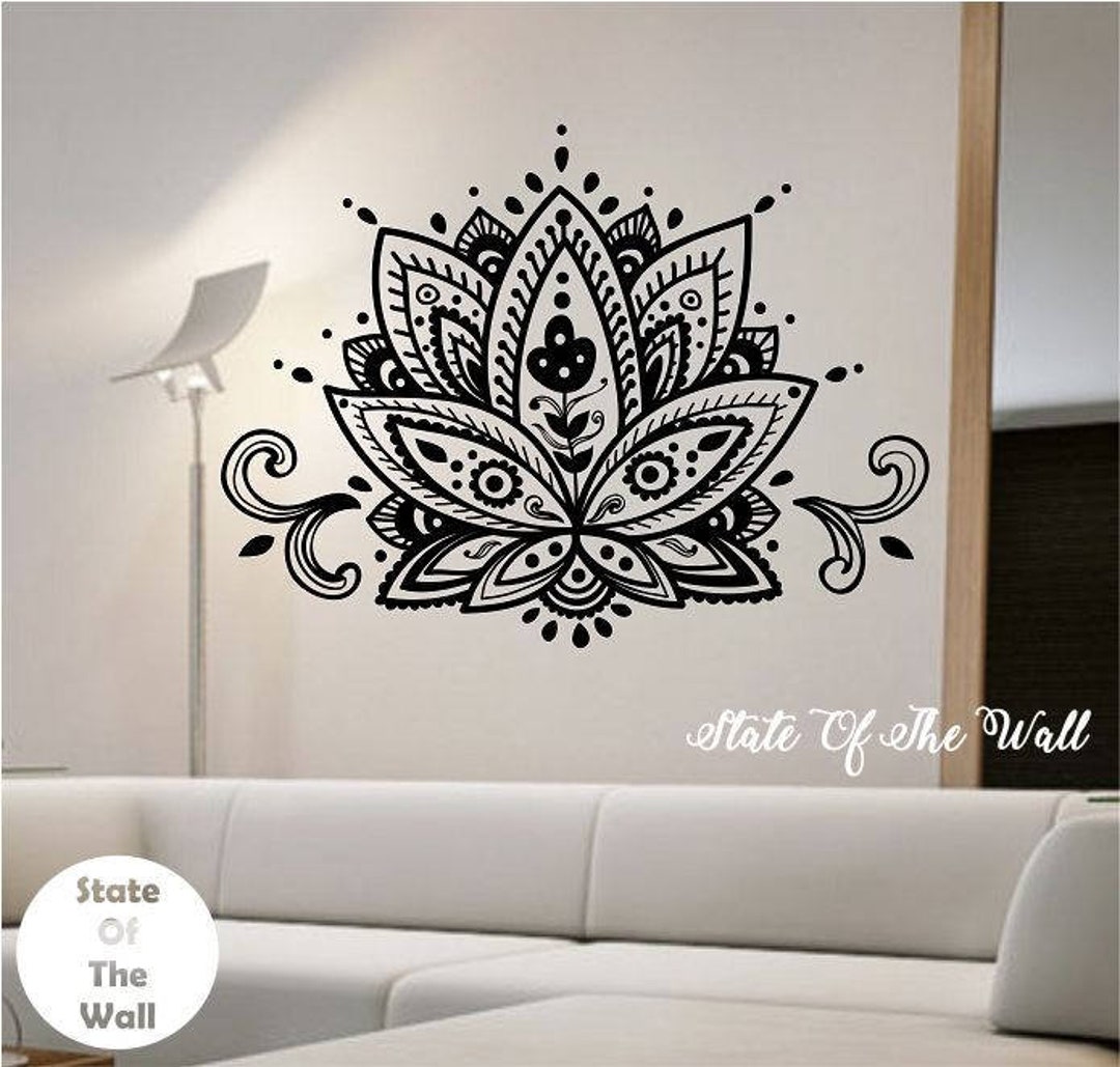 Lotus Flower Wall Decal Vesion 2 Vinyl Sticker Art Decor Bedroom Design ...